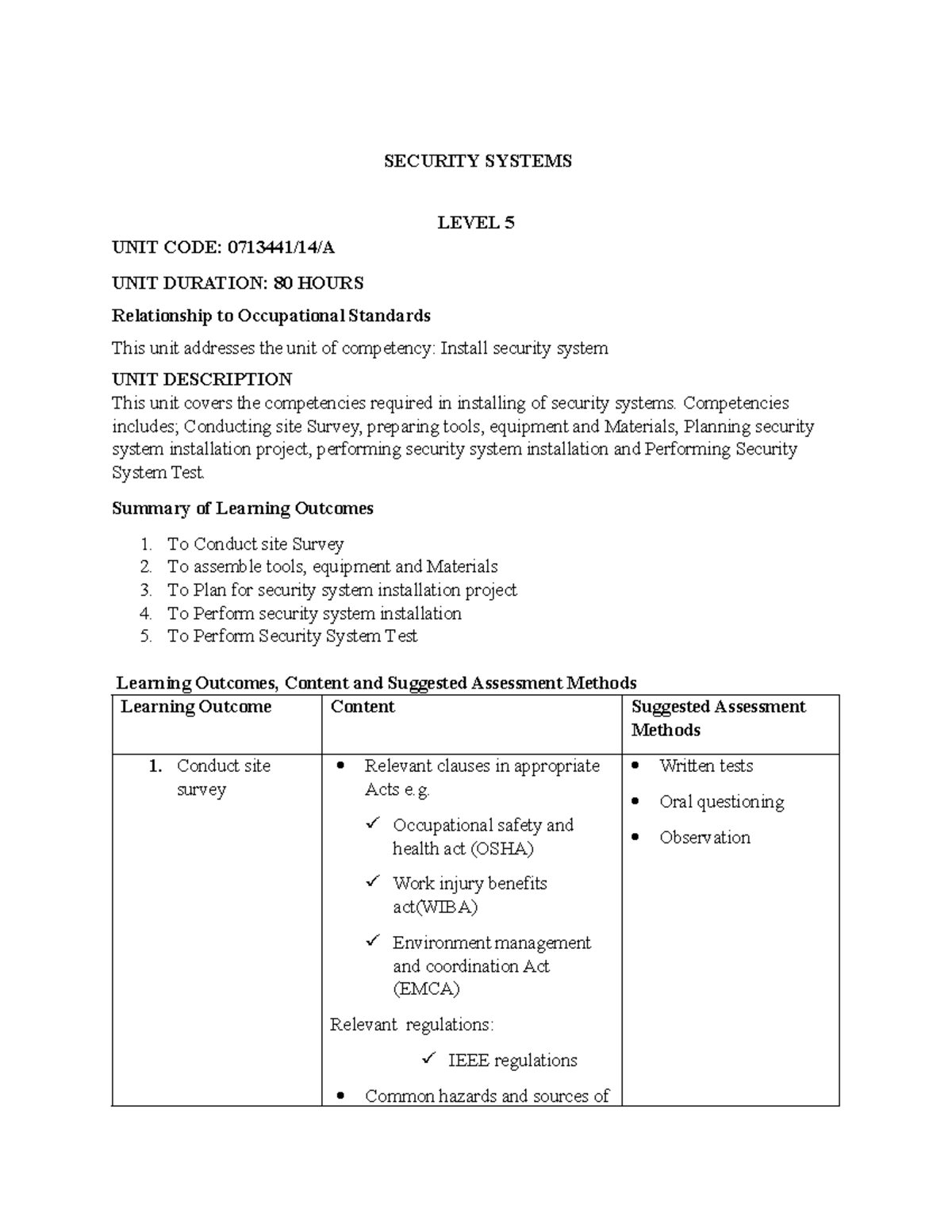 Security Systems Level 5: Installation Competencies & Assessment Guide ...