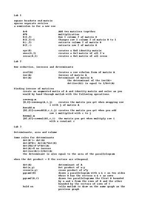 Final Exam Cheat Sheet: Linear Transformations & Vector Spaces (MATH 10 ...