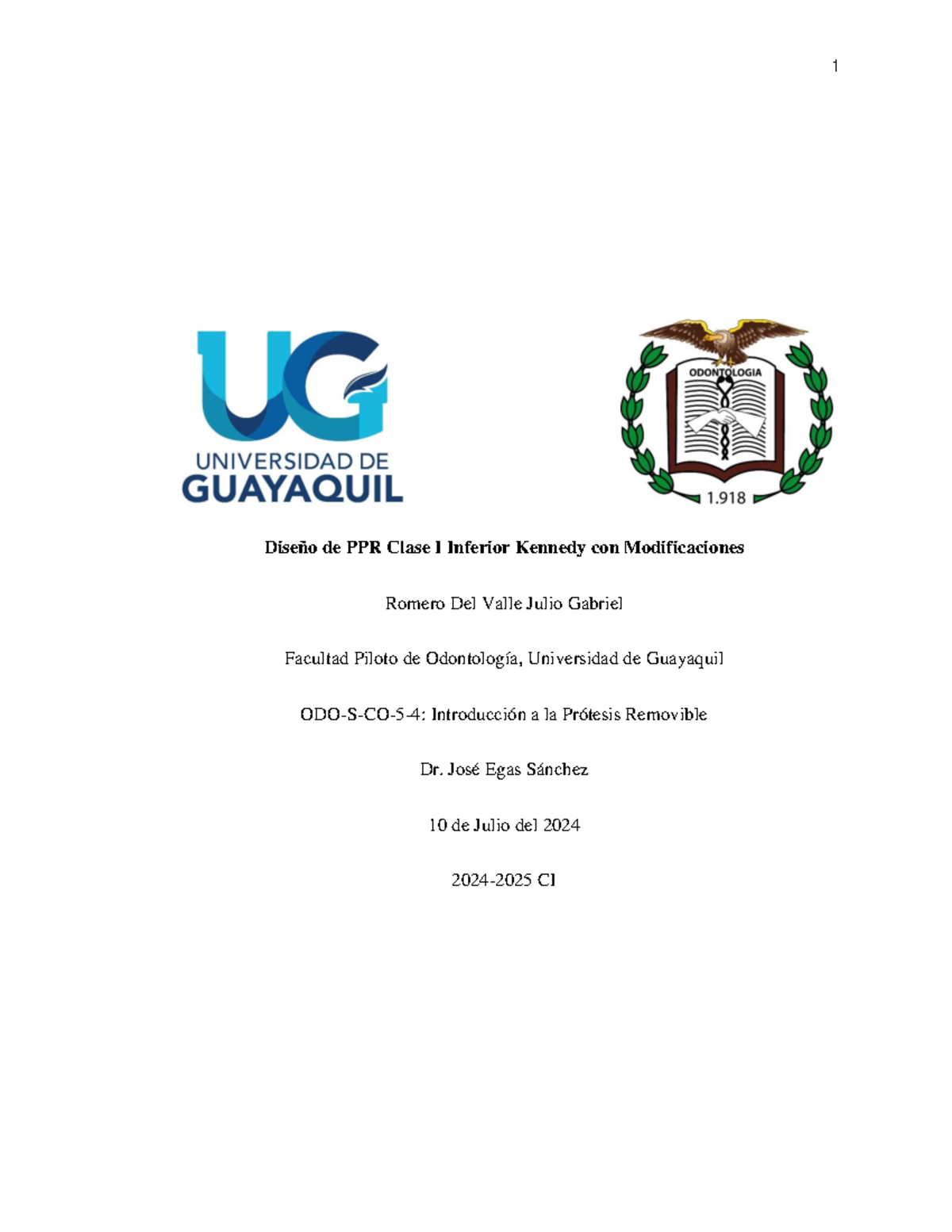 Diseño del PPR Clase I Inferior Kennedy con Modificaciones - ODO-S-CO-5-4 - Studocu