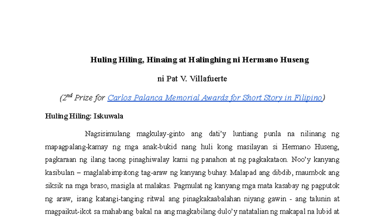 GEC13 Prose: Huling Hiling, Hinaing at Halinghing ni Hermano Huseng ...