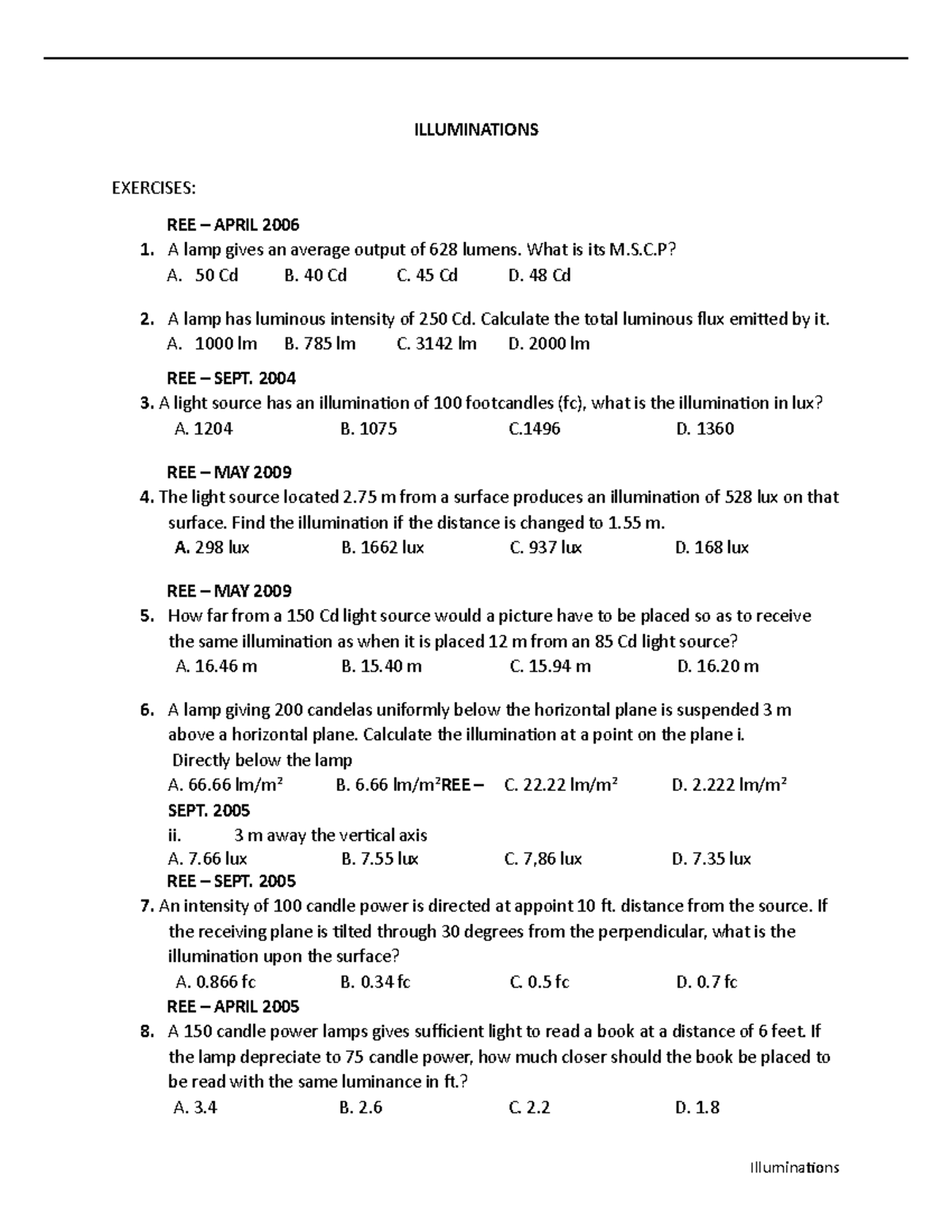 Illumination - Lecture Notes (Part 2) for REE Coursework - Studocu