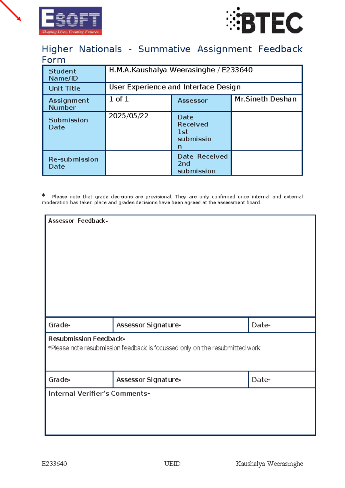 E233640 User Experience & Interface Design Assignment Brief 2024 - Studocu