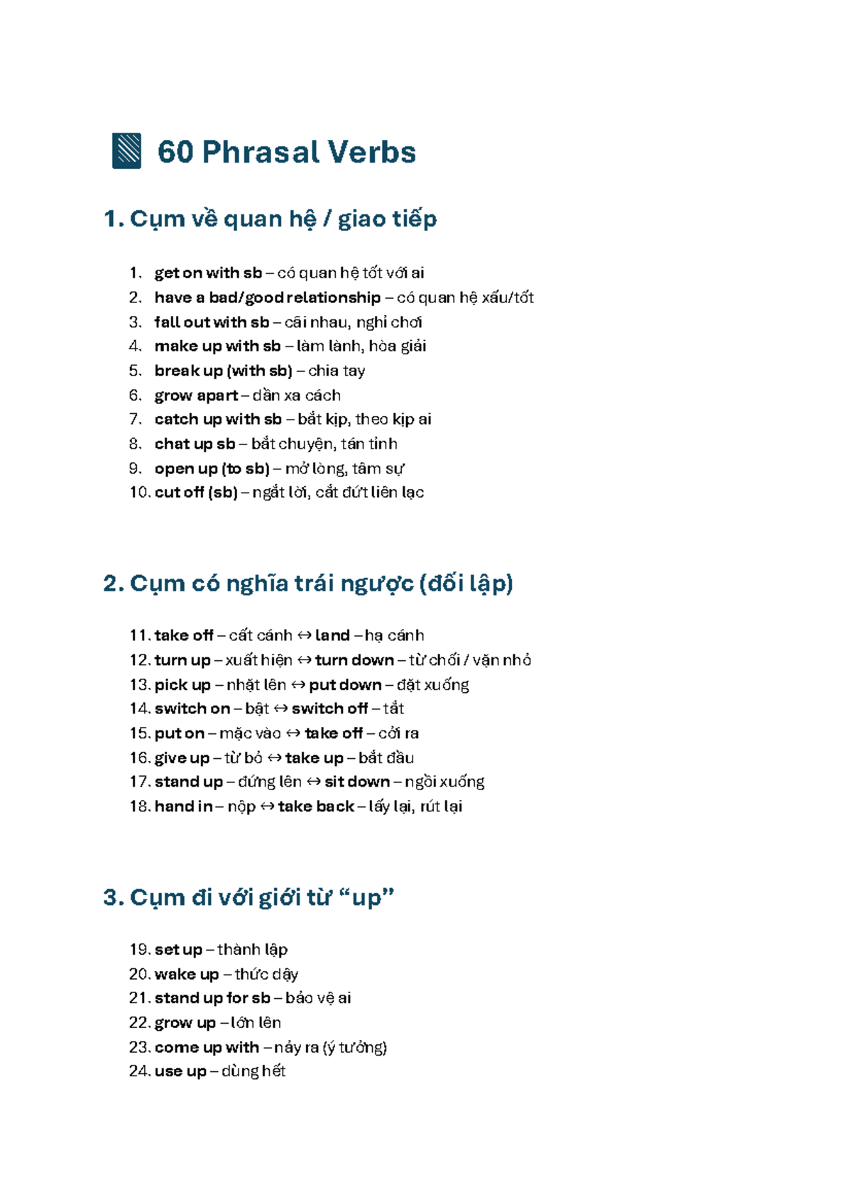 Phrasal Verbs for Communication: 60 Essential Expressions - Studocu