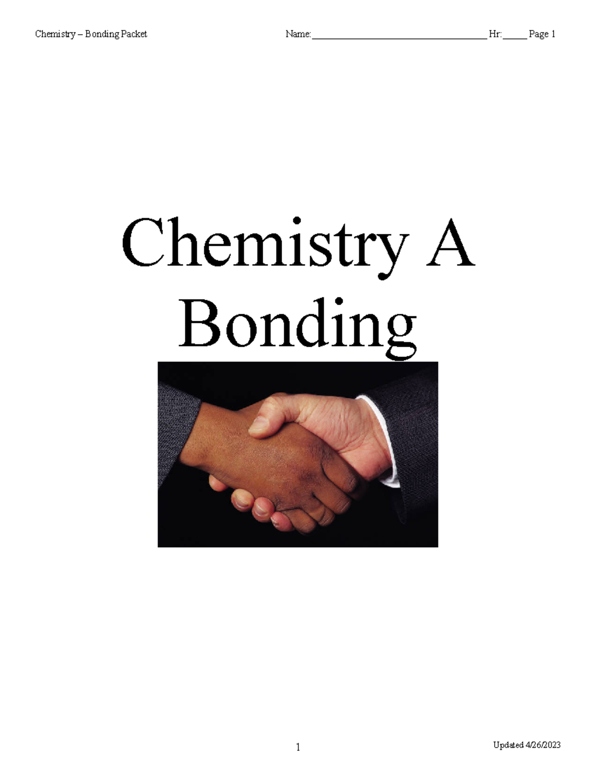 Chemistry Bonding Packet Worksheet 1 Answers Chemical Bonding