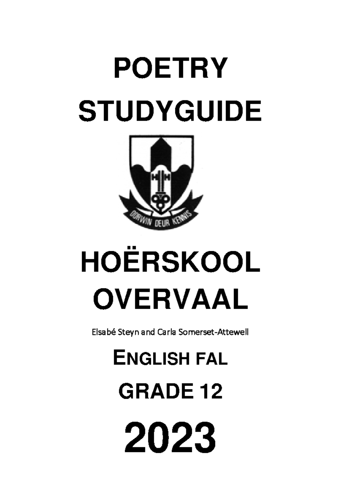 English FAL Grade 12 Poetry Study Guide 2023 - Studocu