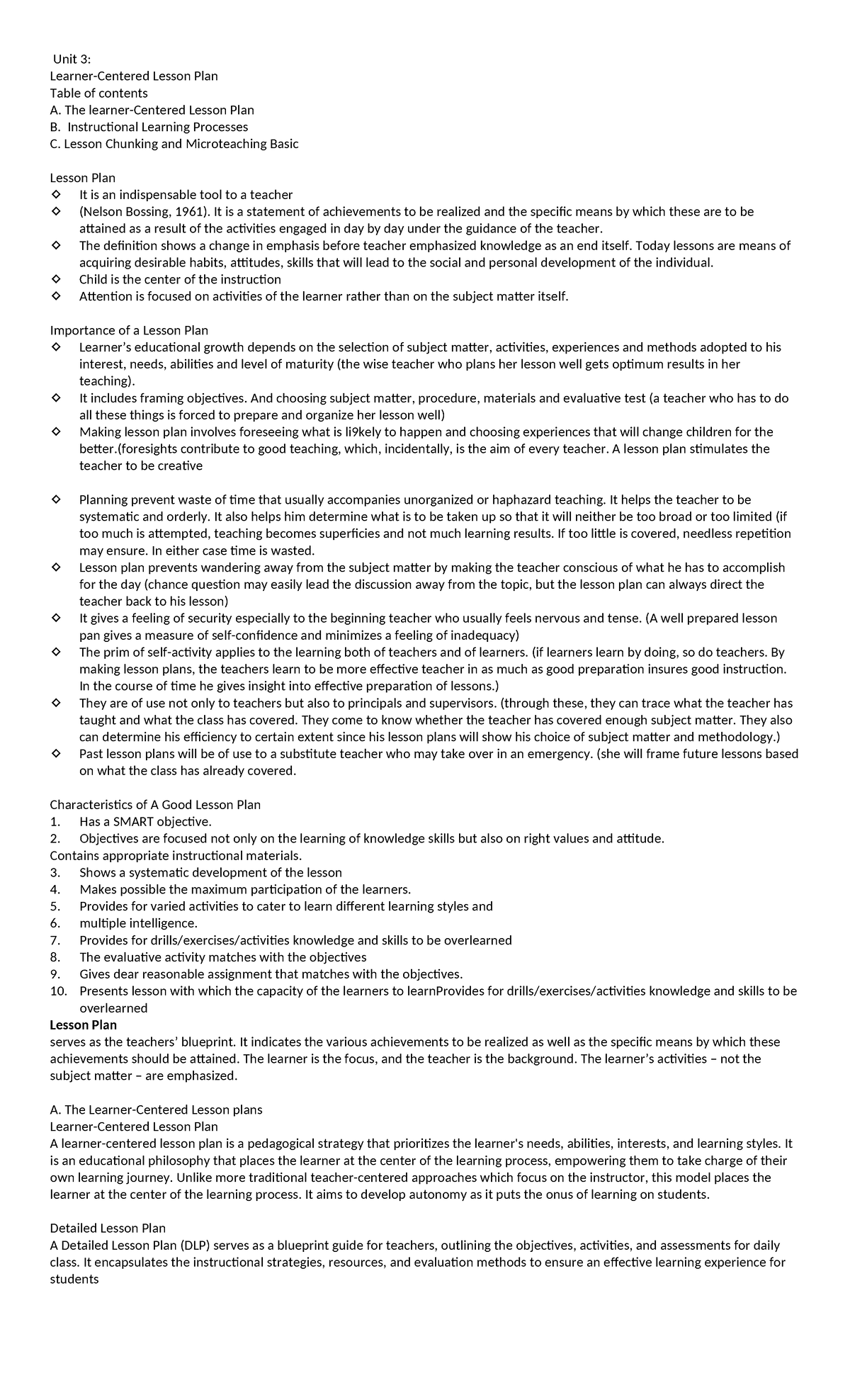 UNIT 3 PROF ED: Learner-Centered Lesson Plan Guide - Studocu