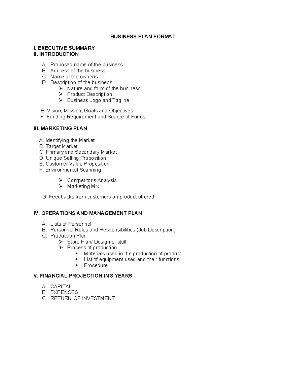 Business Plan Format Guide: Key Components & Financial Projections - Studocu
