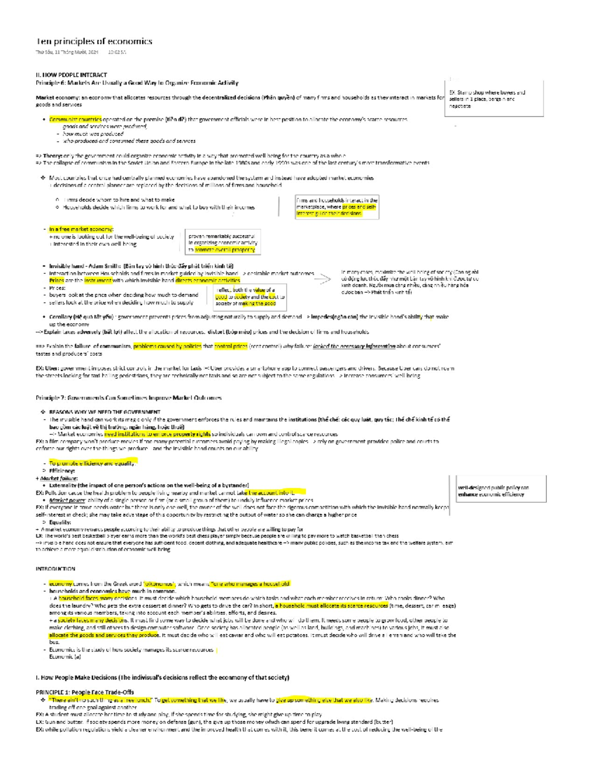 Final Exam Notes: Chapters 1-10 Principles of Economics - Studocu
