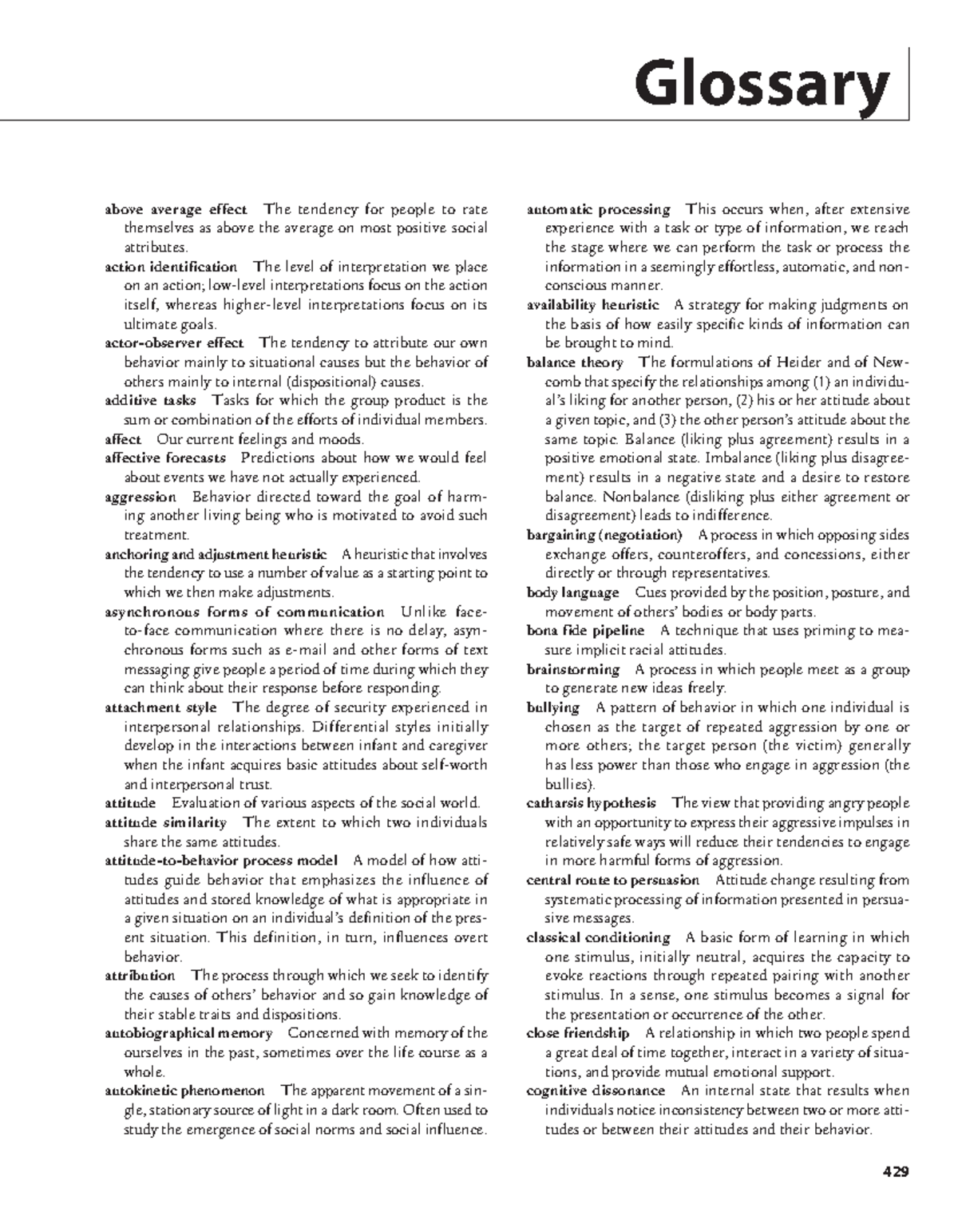 Social Psychology Glossary: Key Terms and Concepts (PSY 101) - Studocu