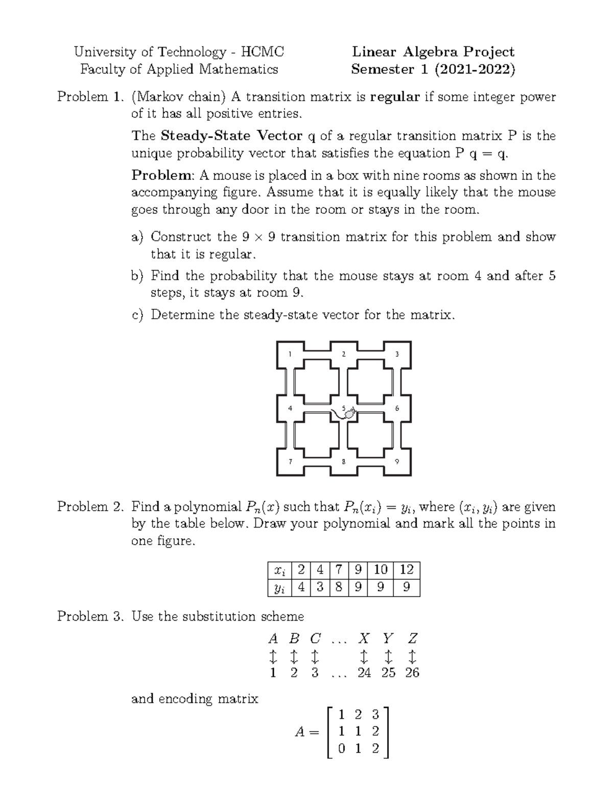 Linear Algebra Project 191 - Transition Matrices and Markov Chains ...