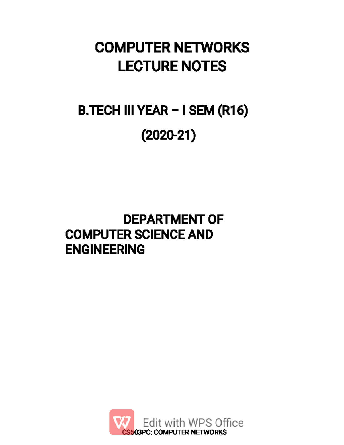 CS503PC: Computer Networks Lecture Notes (Units 1-5) - Studocu