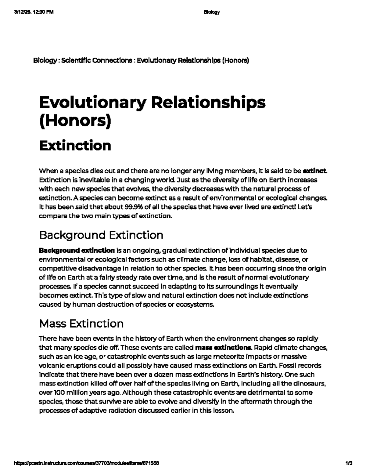 Final Exam for 05.02A: Evolutionary Relationships (Honors) - 12:30 PM ...