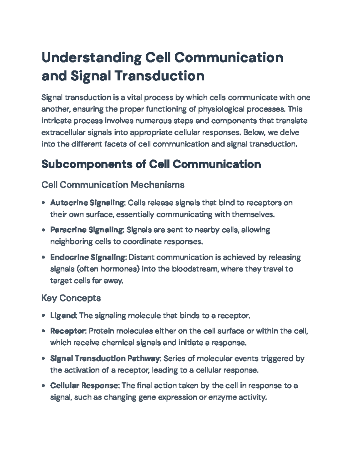 Cell Communication & Signal Transduction: Mechanisms & Pathways ...