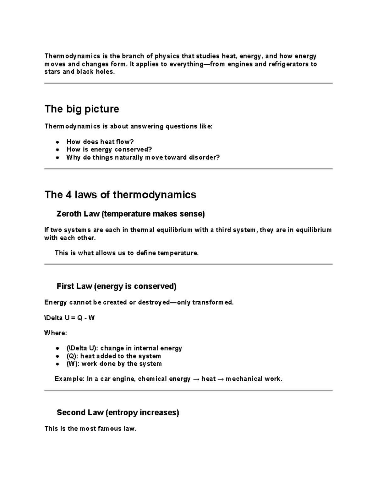 Thermodynamics Overview: Key Concepts & Laws in Physics - Studocu
