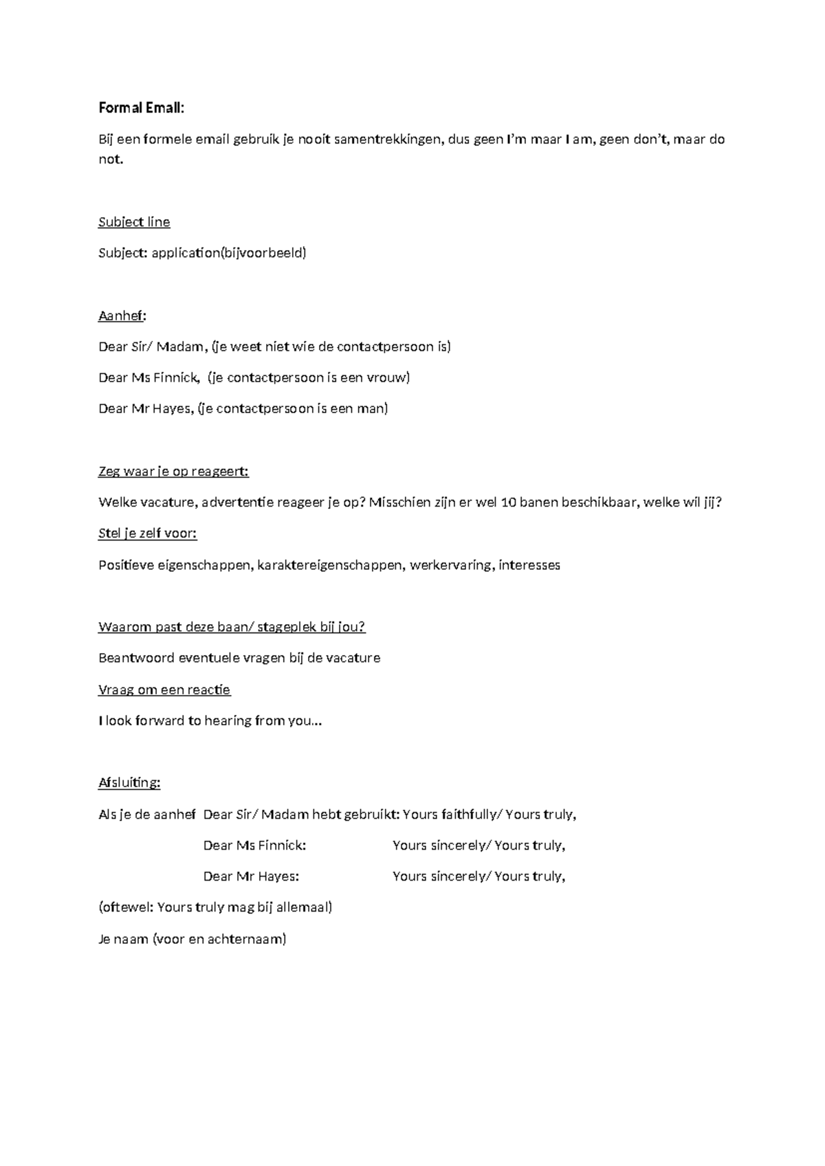 Aanwijzingen voor een Formele E-mail Writing Guide - Studeersnel