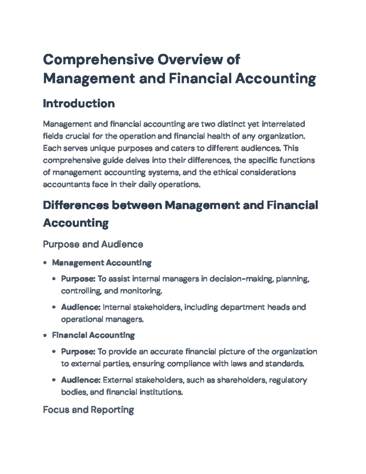Management and Financial Accounting: Differences and Functions Overview ...