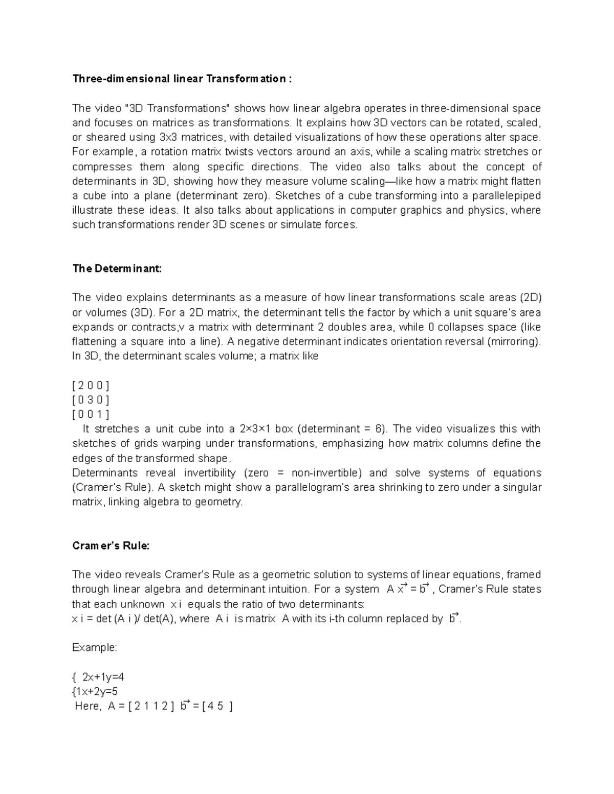 Linear Algebra Bonus 2 - n/a - Three-dimensional linear Transformation ...