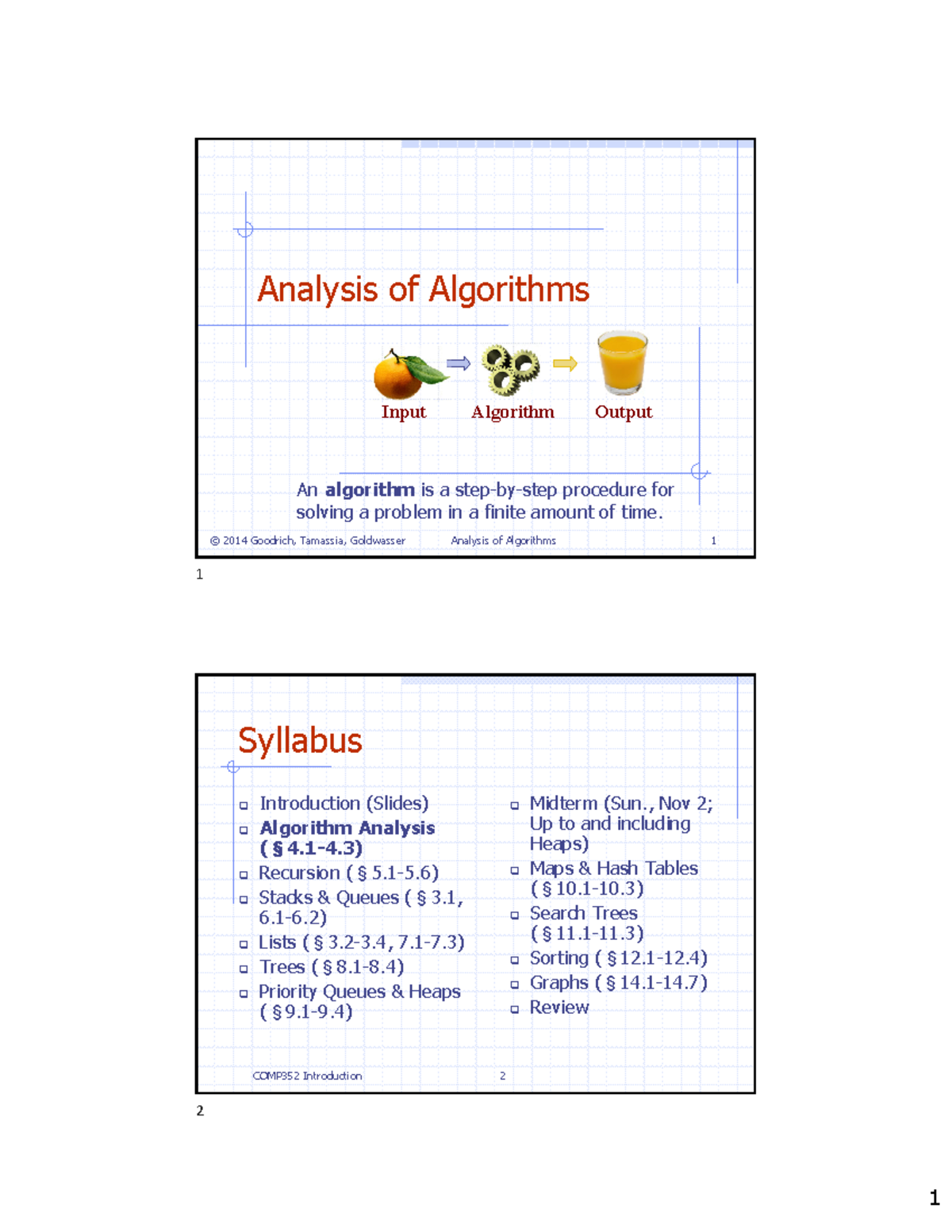 COMP352 Midterm Study Notes: Analysis of Algorithms - Studocu