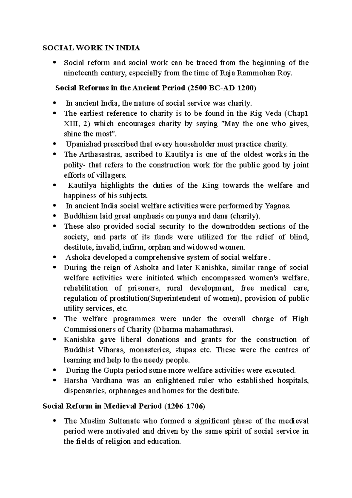 SOCIAL WORK IN INDIA: Historical Perspectives and Reforms - Studocu
