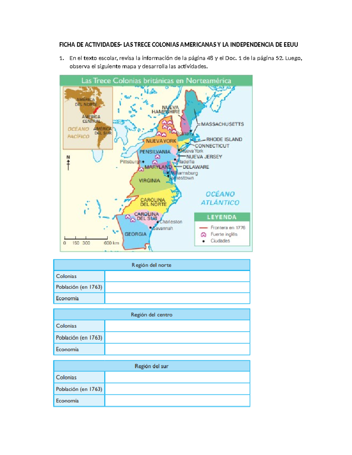 Actividades sobre LAS TRECE COLONIAS y la INDEPENDENCIA de EEUU - Studocu