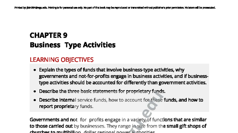 CHAPTER 9: Business Type Activities in Government Accounting - Studocu