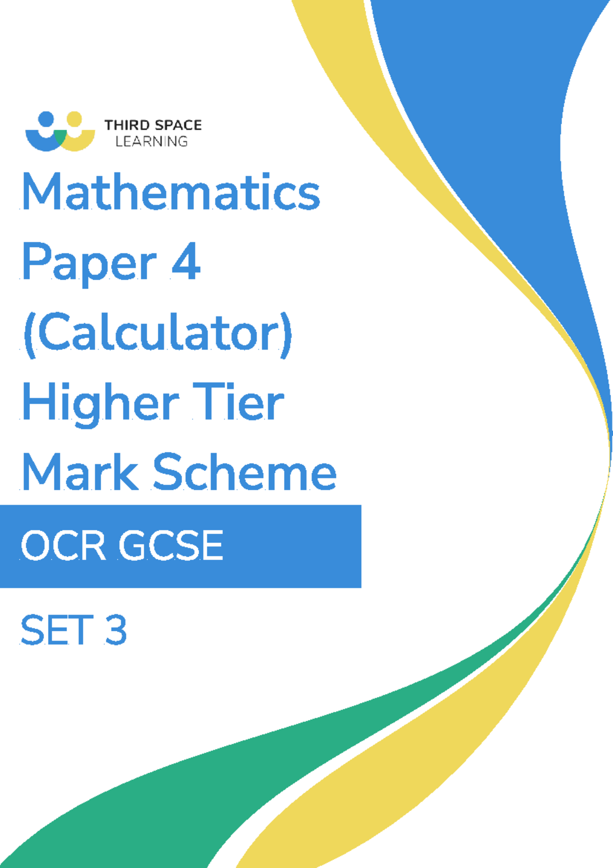 OCR GCSE Math Paper 4 Higher Set 3 Mark Scheme (Calculator) - Studocu