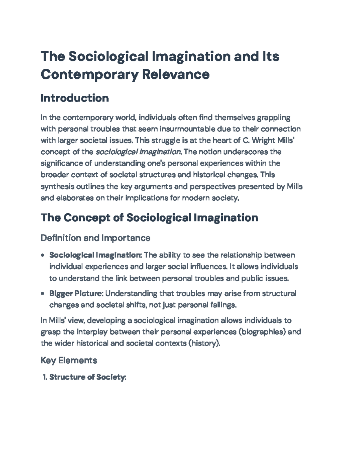 Sociological Imagination: Understanding Personal and Public Issues ...