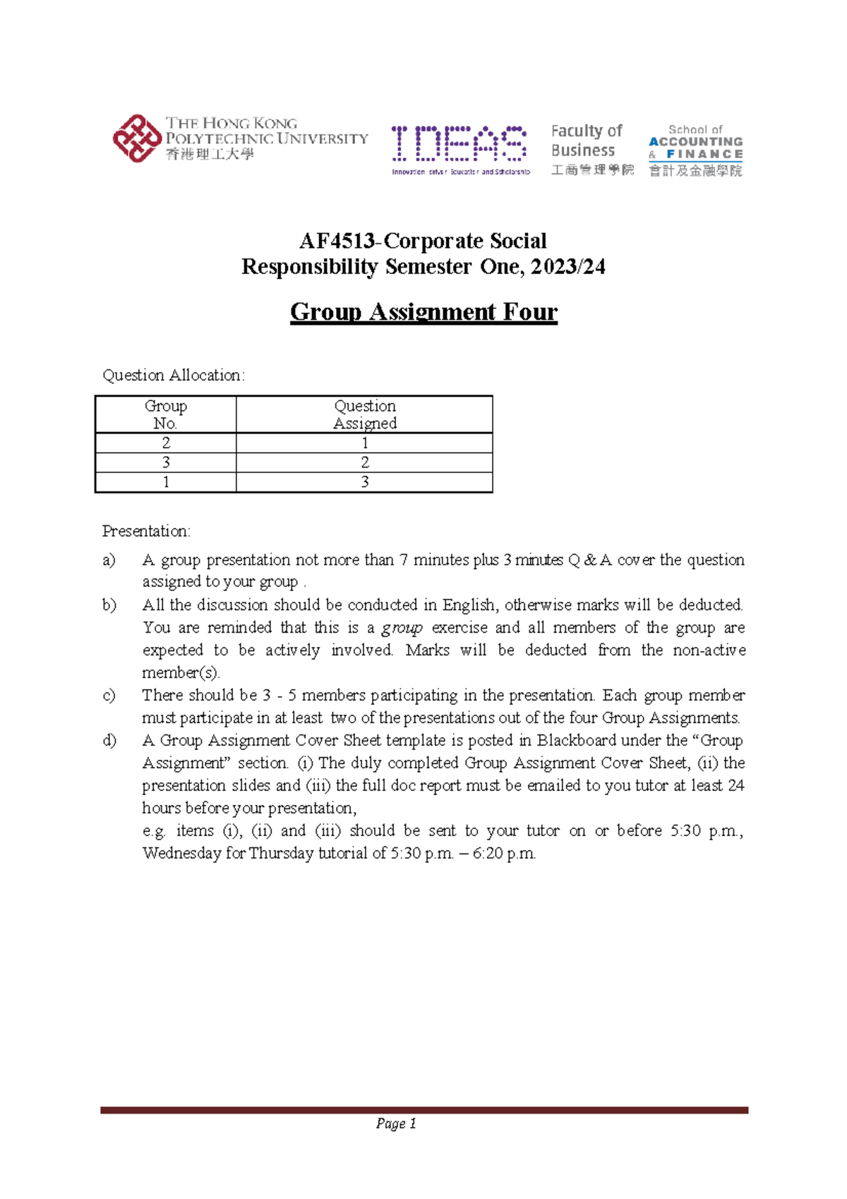 AF4513 1st Term 2023/24 Group Assignment Four: Analysis of Tesco's ...