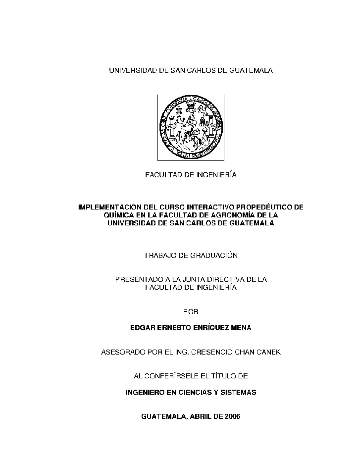 Implementación del Curso Interactivo de Química en FAUSAC - Trabajo de ...