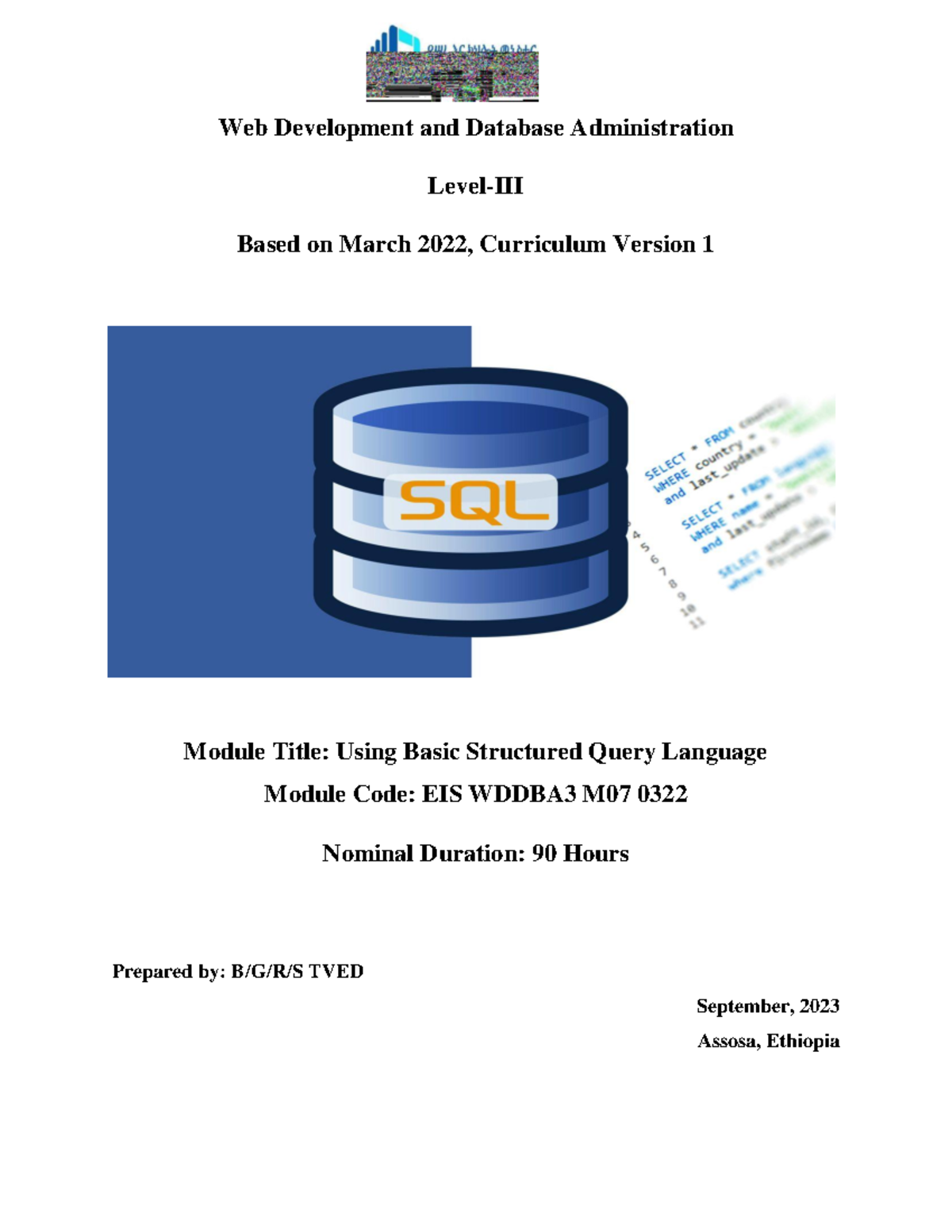 Module EIS WDDBA3 M07 0322: Basics of Structured Query Language - Studocu