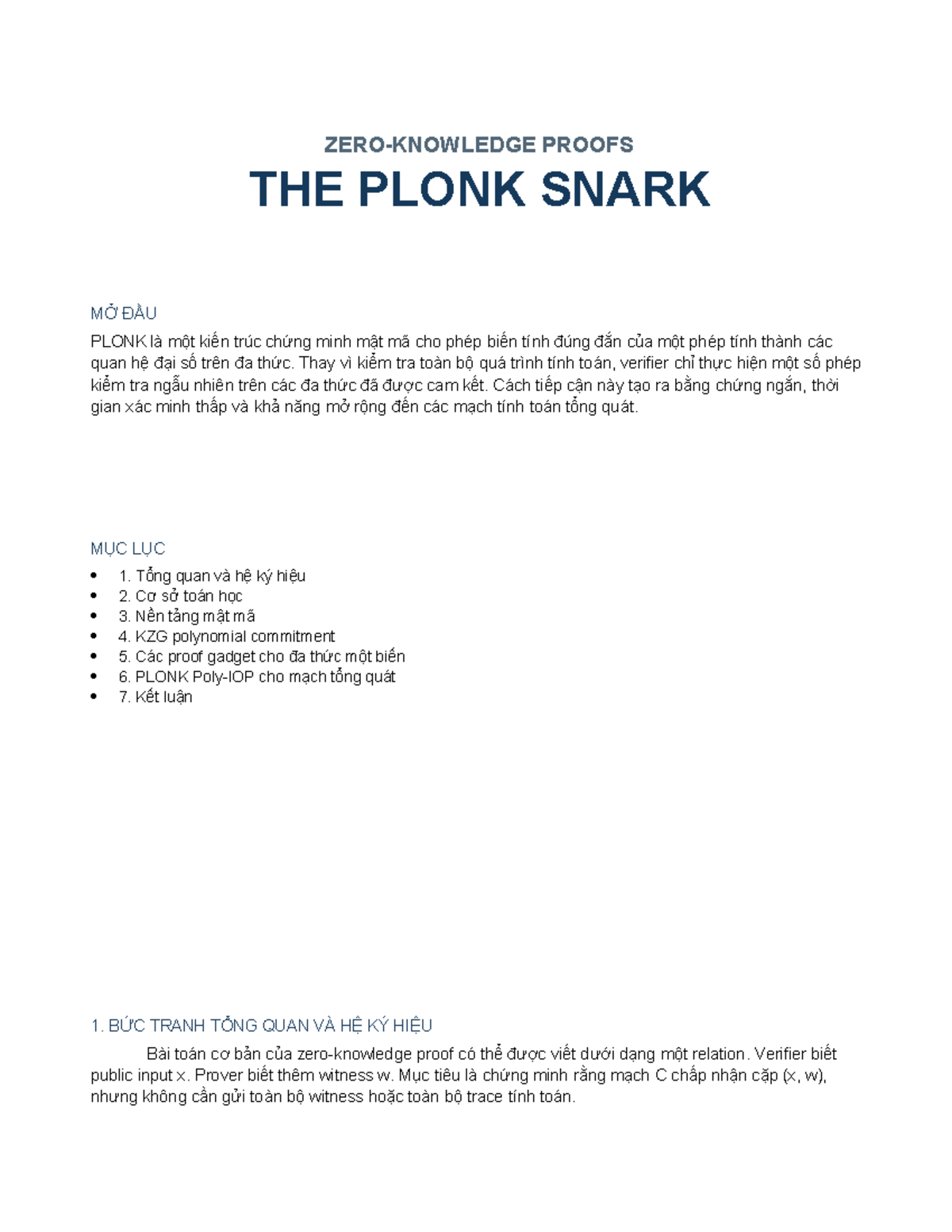 PLONK SNARK: Tổng Quan và Cơ Sở Toán Học - Studocu