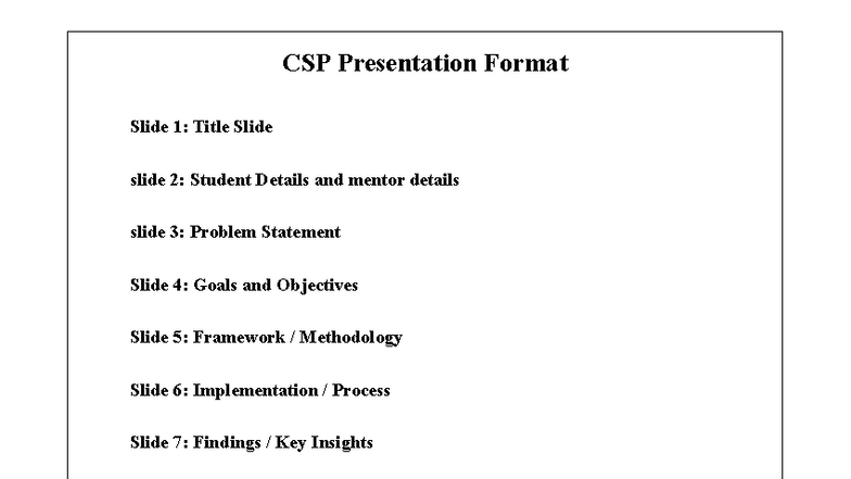 Ppt formate - Nsznz - CSP Presentation Format Slide 1: Title Slide ...