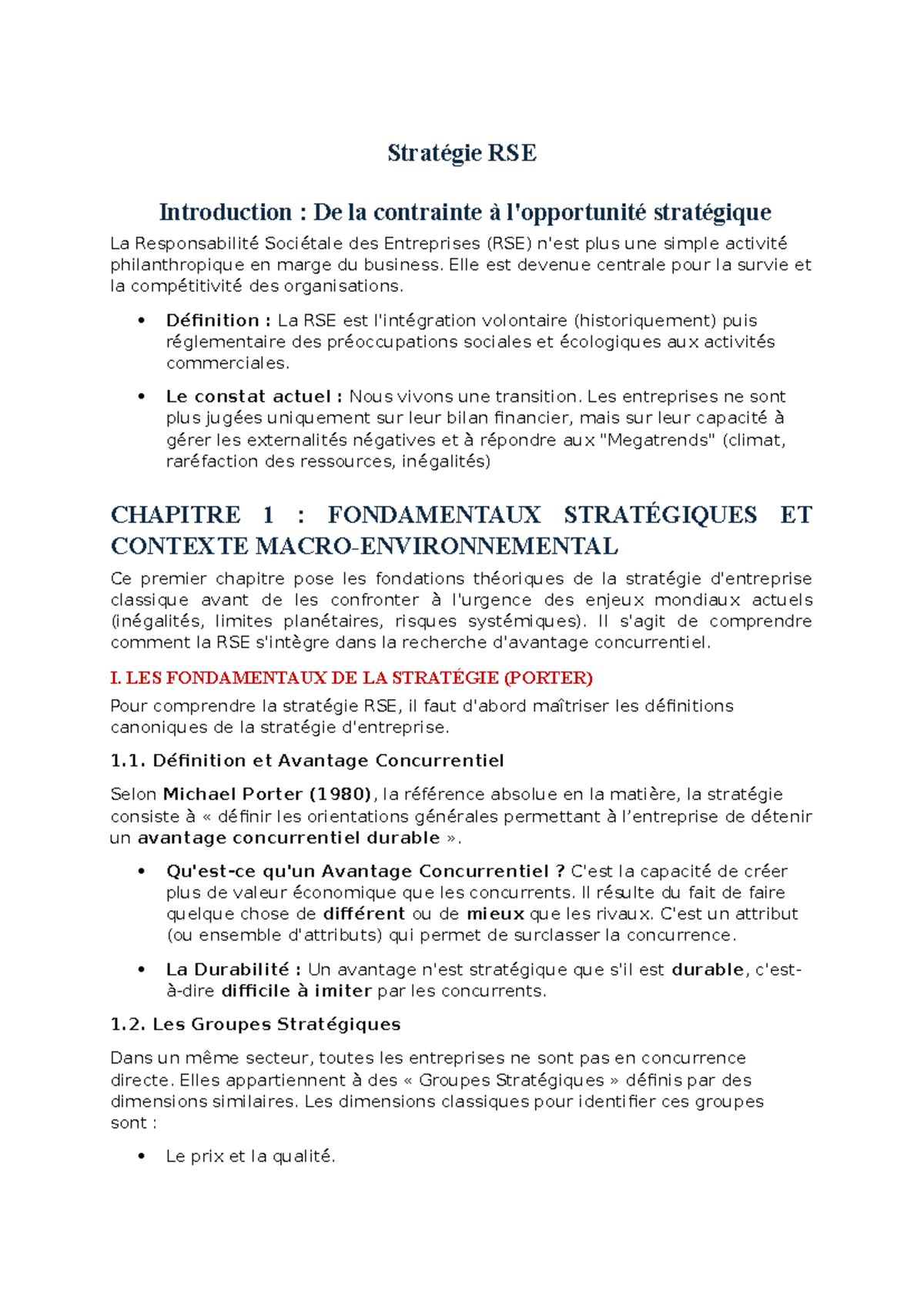 Stratégie RSE - CM - Notes de Cours sur la Responsabilité Sociétale ...