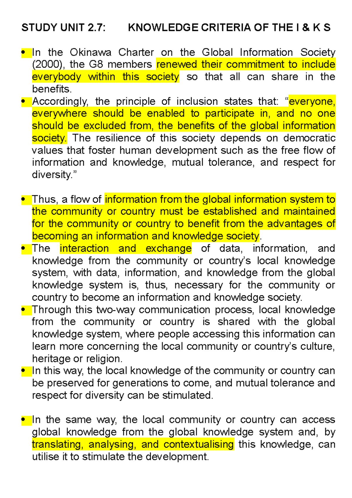 7. knowledge criteria - NOTES - STUDY UNIT 2: KNOWLEDGE CRITERIA OF THE ...