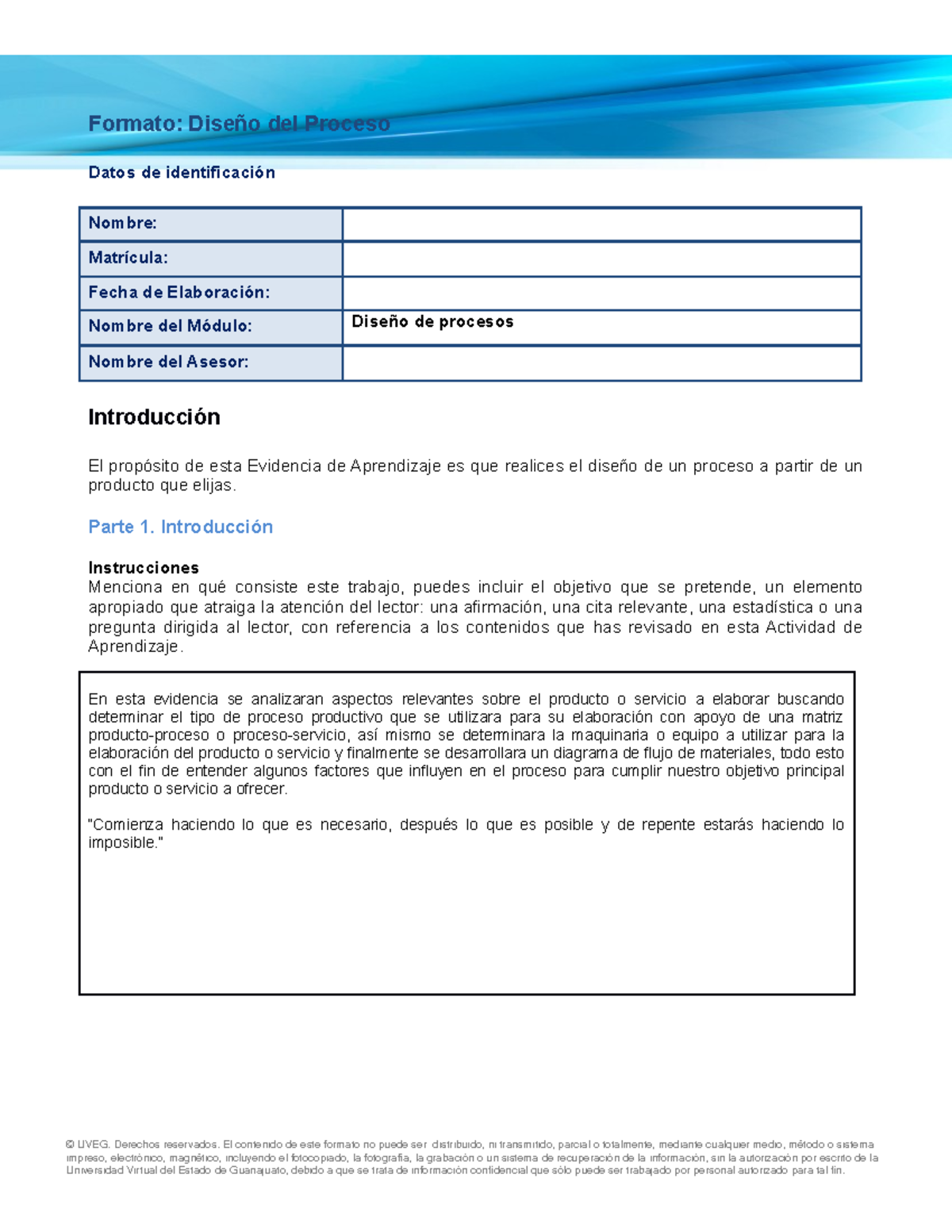 Hoja De Trabajo Del Proceso De Diseño