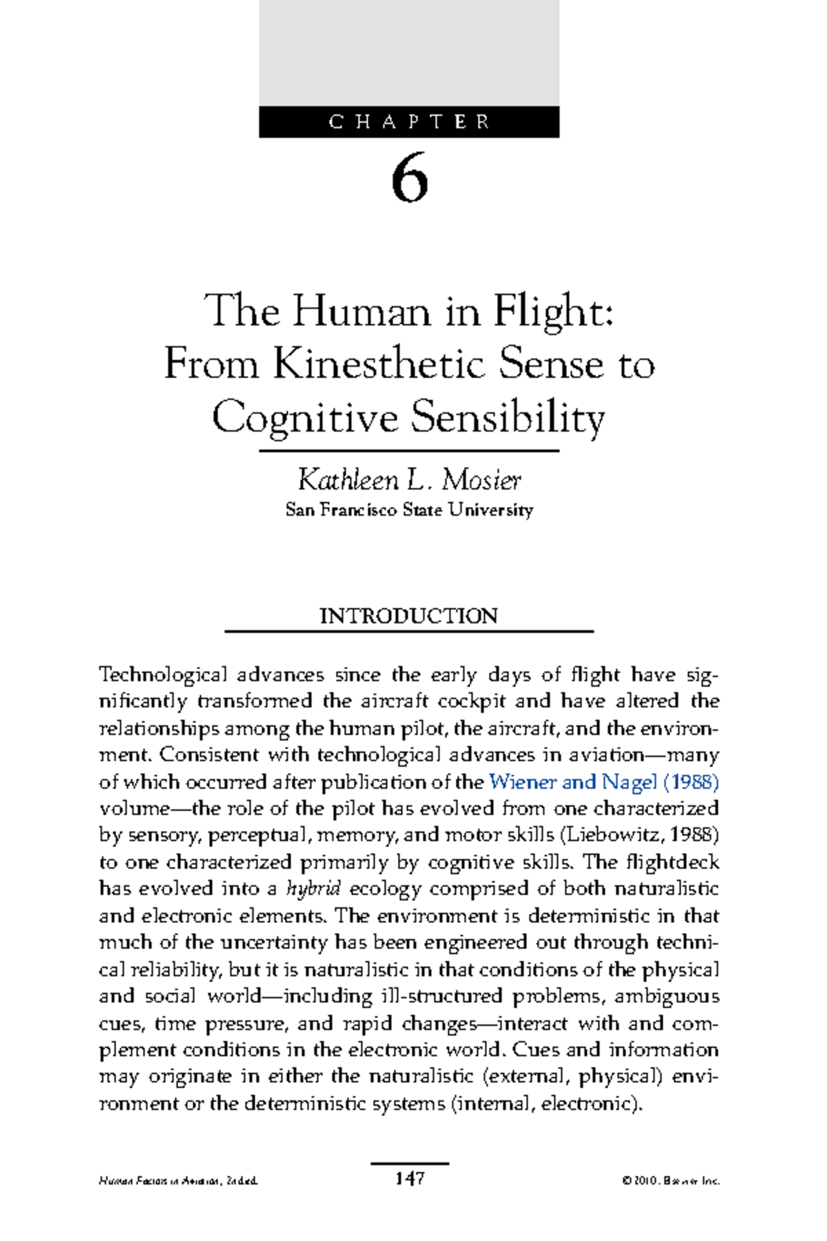 Chapter 6: The Human in Flight - Kinesthetic to Cognitive Sensibility ...