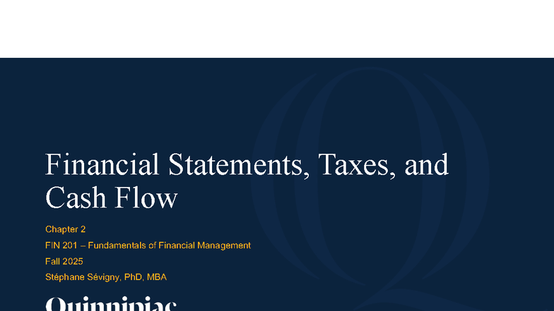 Financial Statements: Balance Sheet & Income Statement - FIN 201 - Studocu