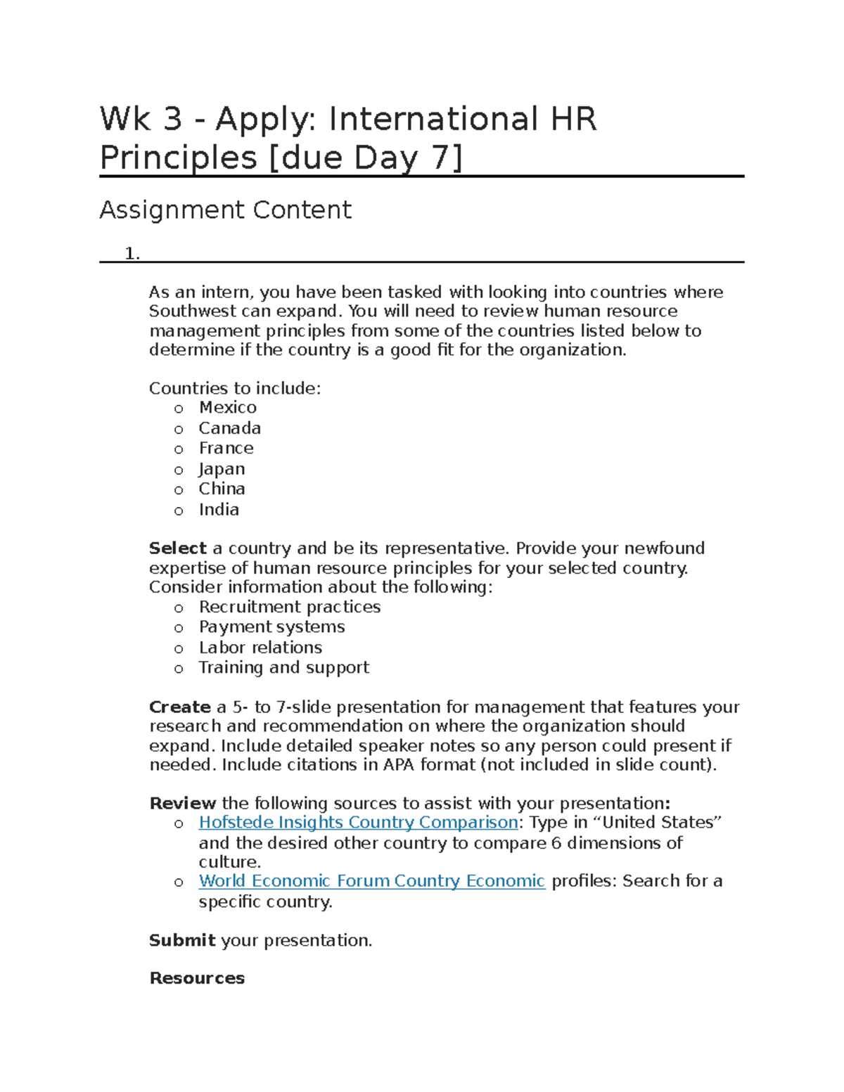 INTL HR Principles & Country Expansion: Research Presentation - Studocu