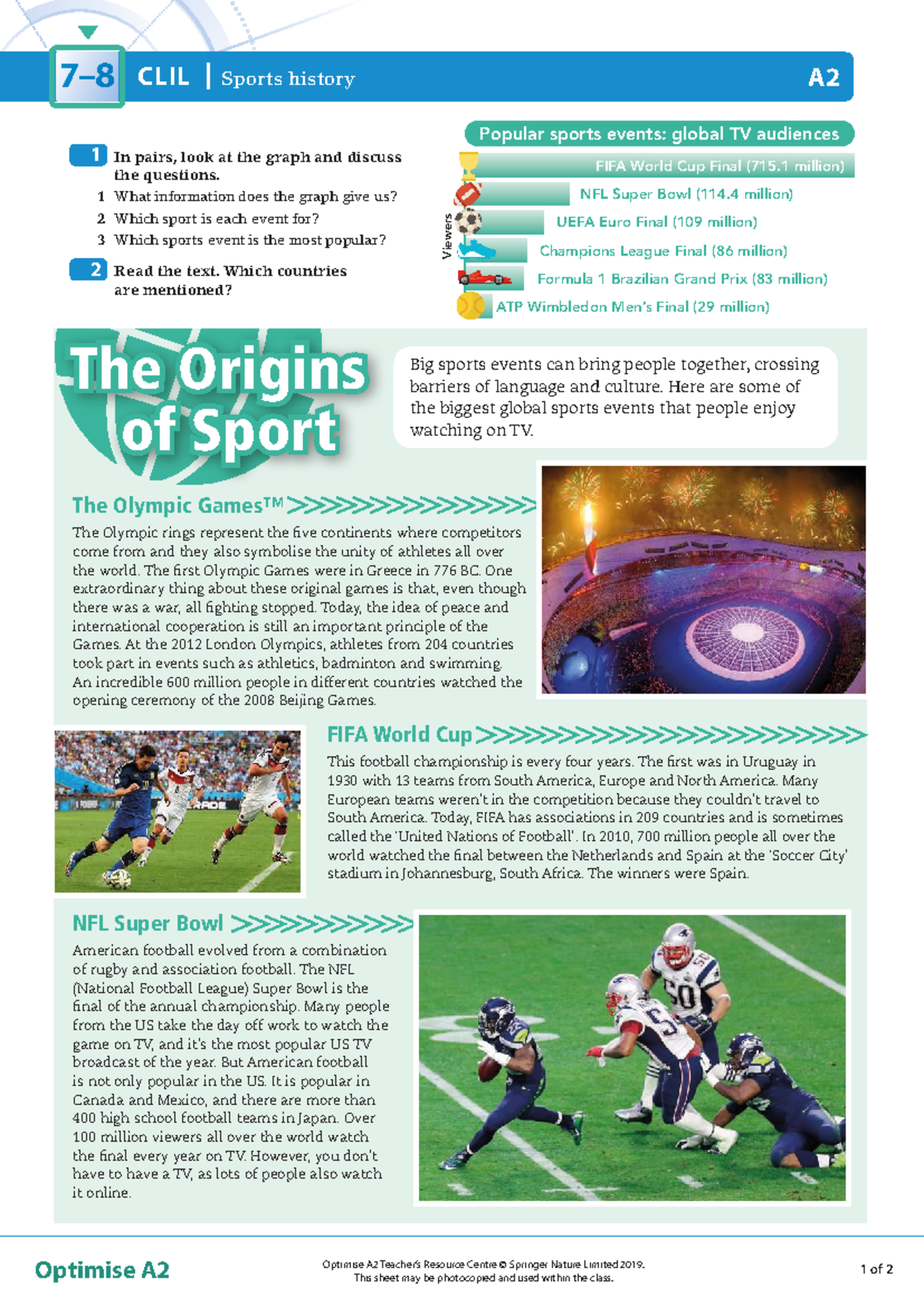 Optimise A2 CLIL Units 7-8: Sports History Worksheet - Studocu