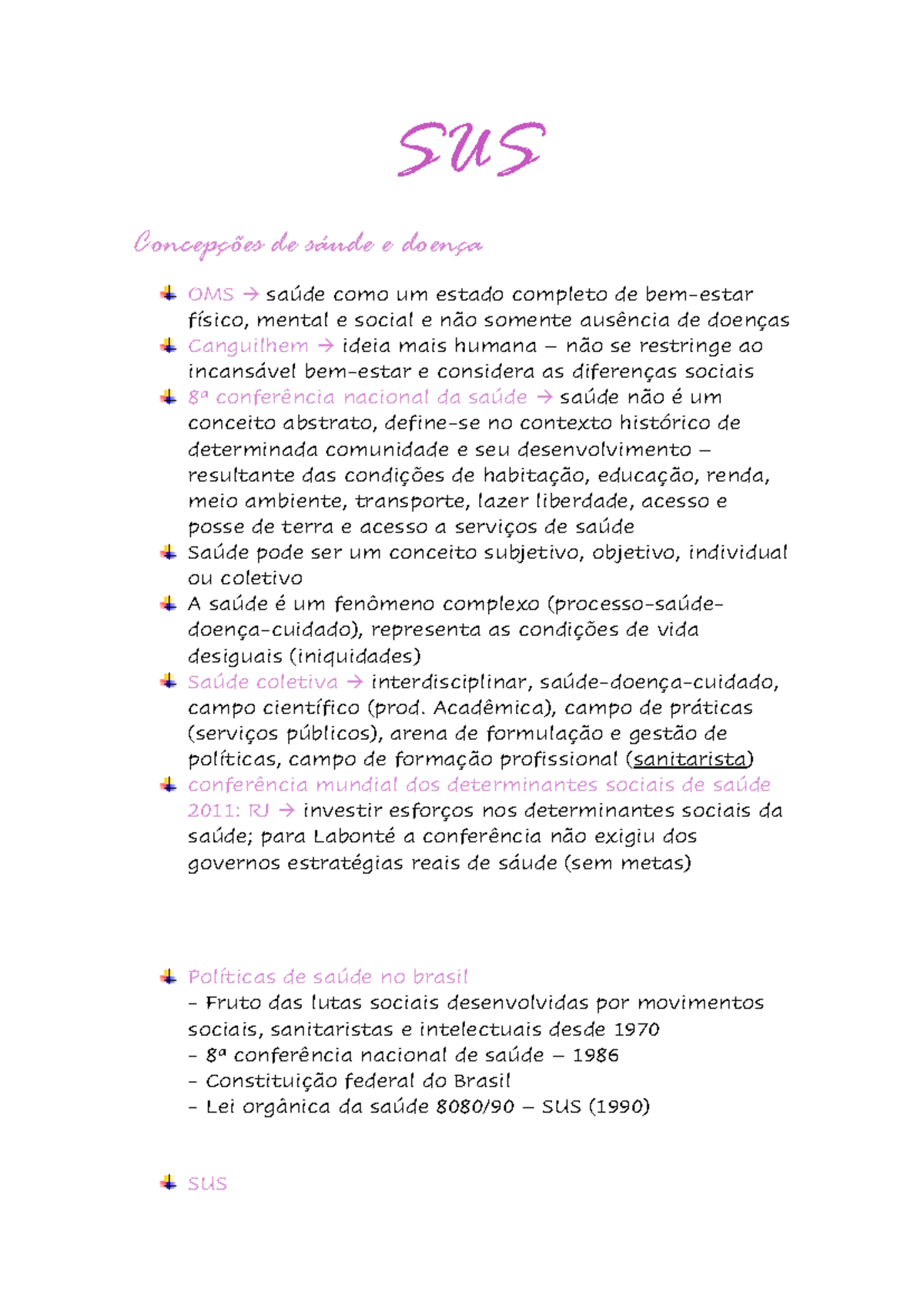 SUS - Resumo sobre algumas diretrizes do SUS. Ideal para começar a ...