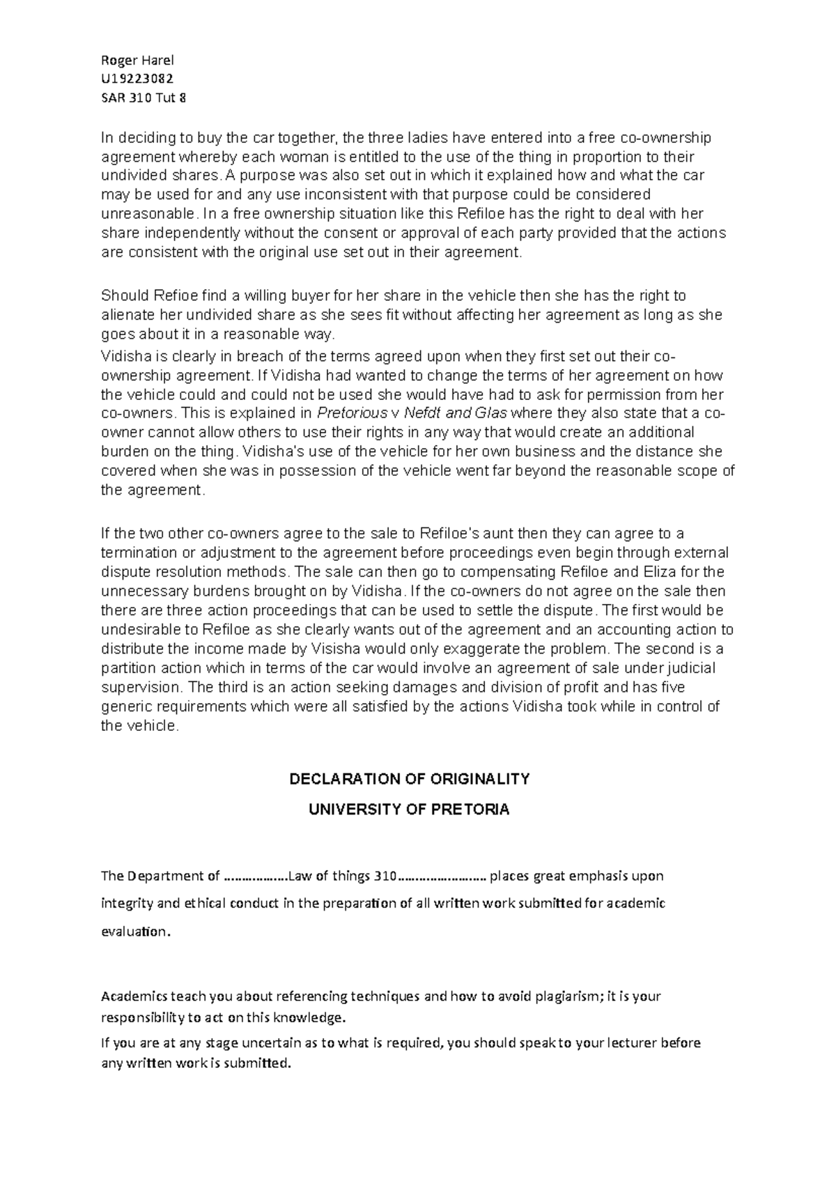 SAR Tutorial 8 weekly submission work. - Roger Harel U SAR 310 Tut 8 In ...