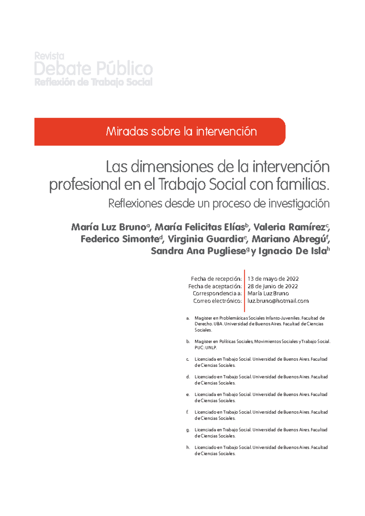 Las dimensiones de la intervención profesional en Trabajo Social con ...