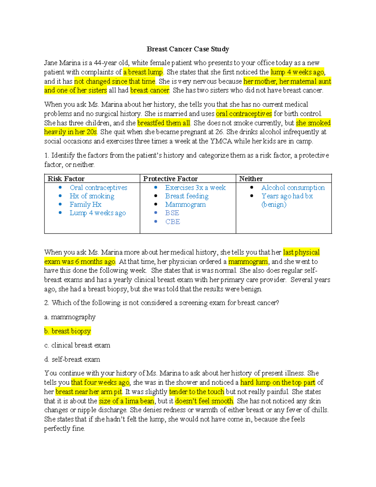 Breast Cancer Case Study (Week 4): Ms. Marina's Diagnosis & Care Plan ...