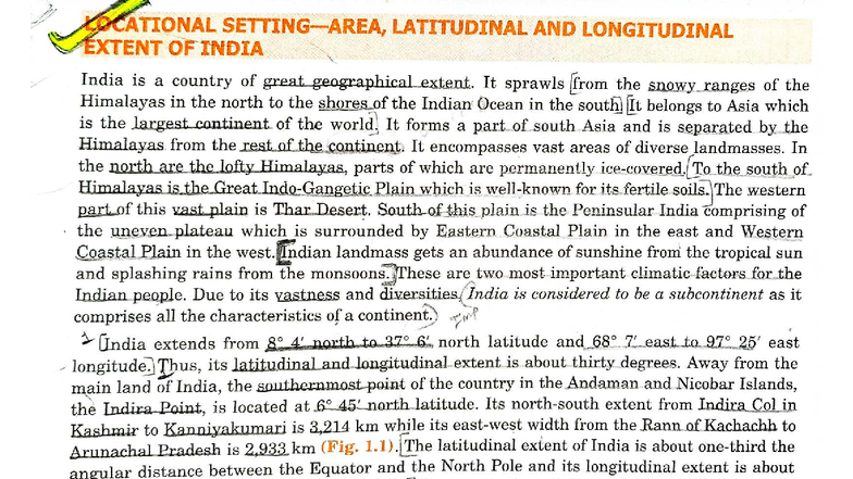 LOCATIONAL SETTING OF INDIA: LATITUDINAL & LONGITUDINAL EXTENT - Studocu