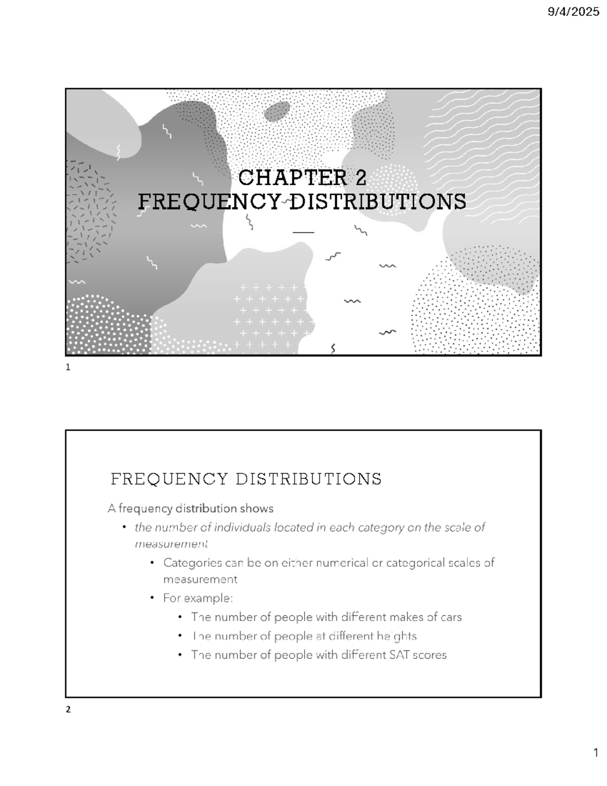 Chapter 2: Frequency Distributions and Stem-and-Leaf Analysis - Studocu