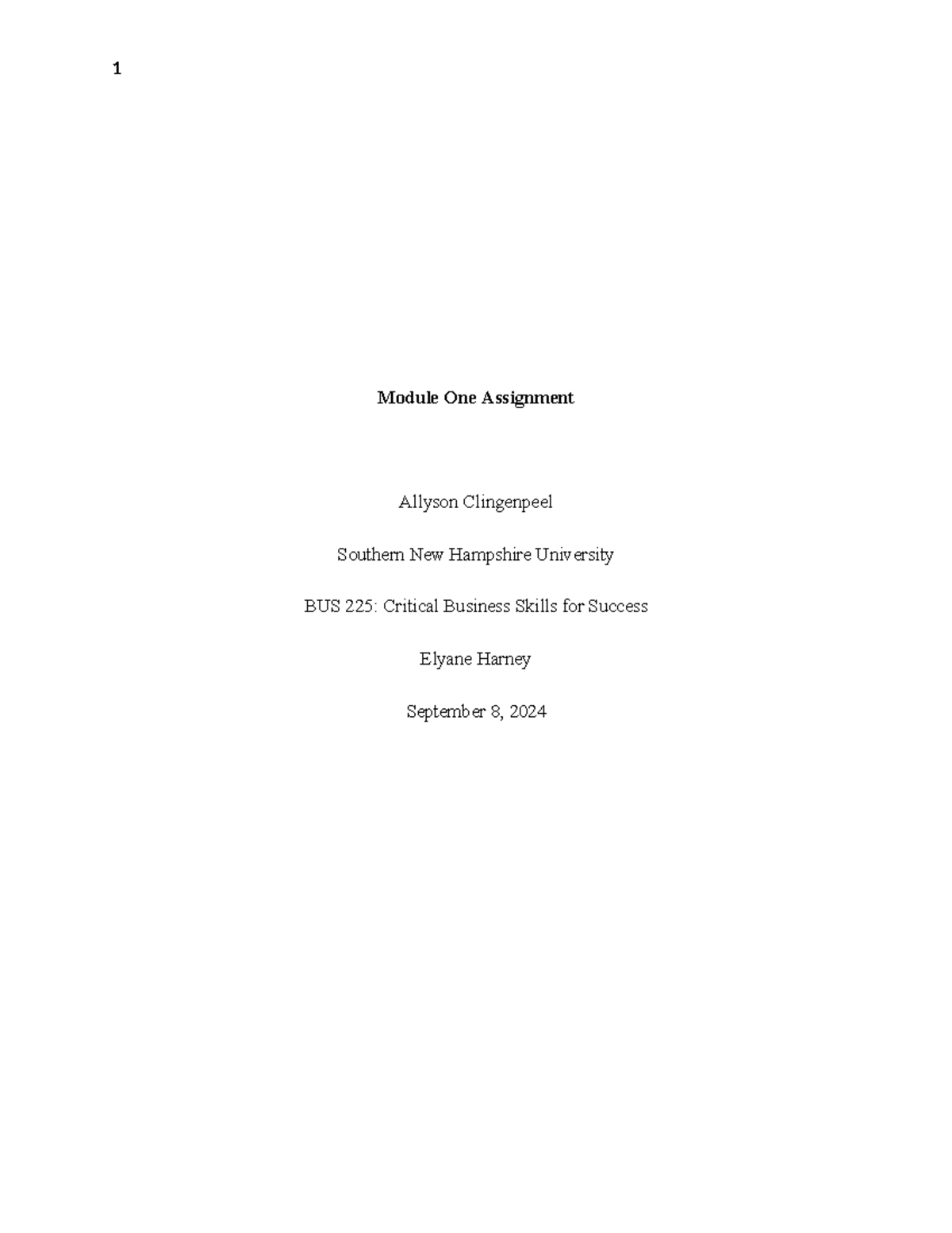 BU-225 Module One Assignment - Module One Assignment Allyson ...