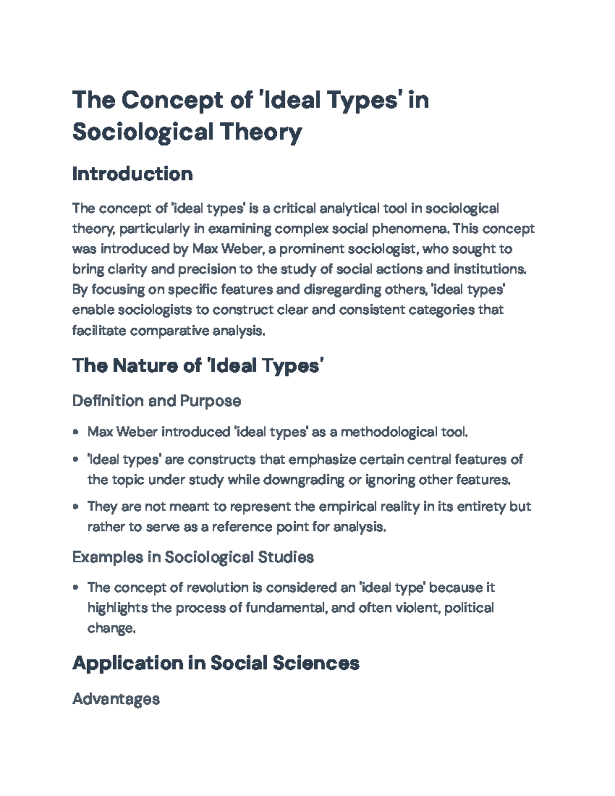 The Concept Of Ideal Types In Sociological Theory The Concept Of