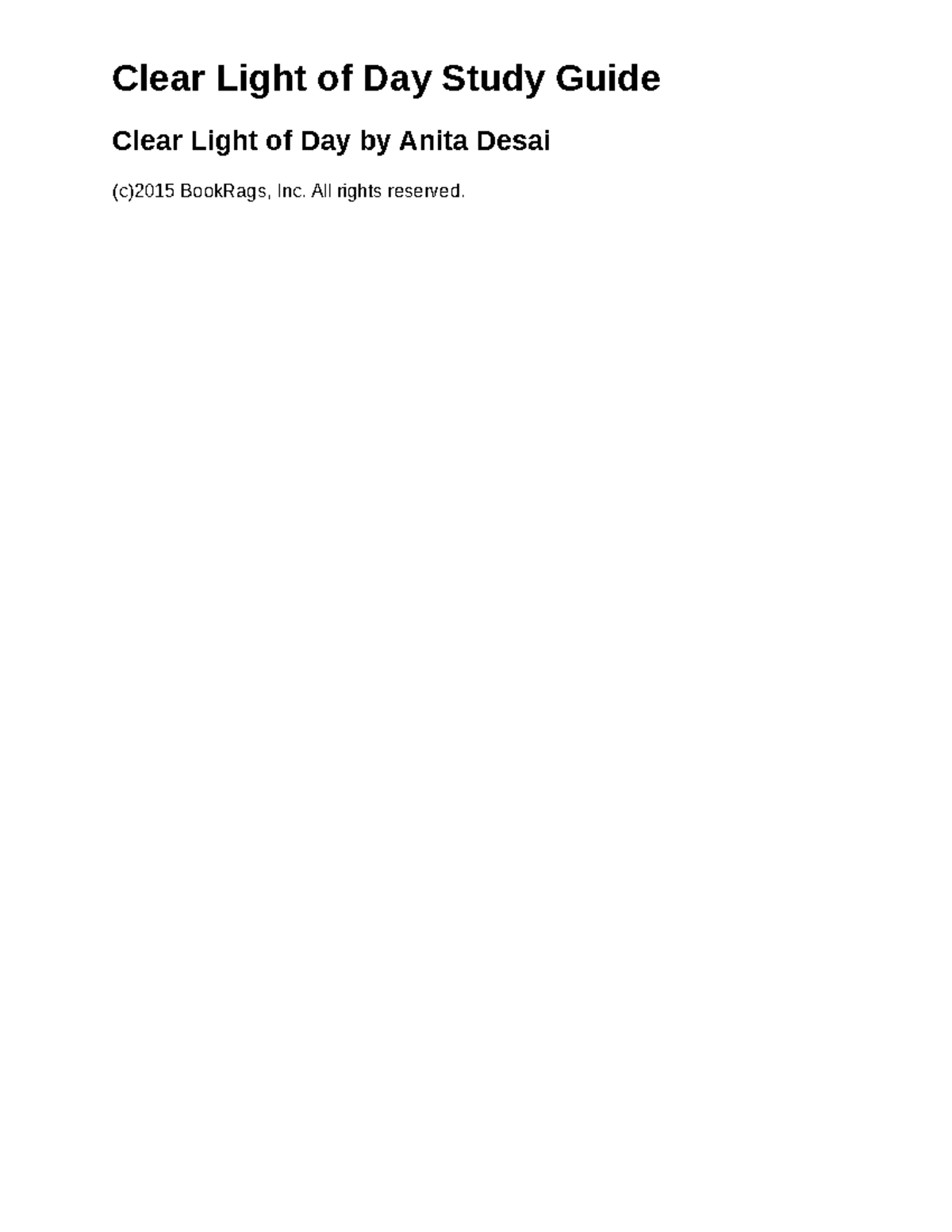 Clear Light of Day Study Guide (ENG 101) - Analysis & Themes - Studocu