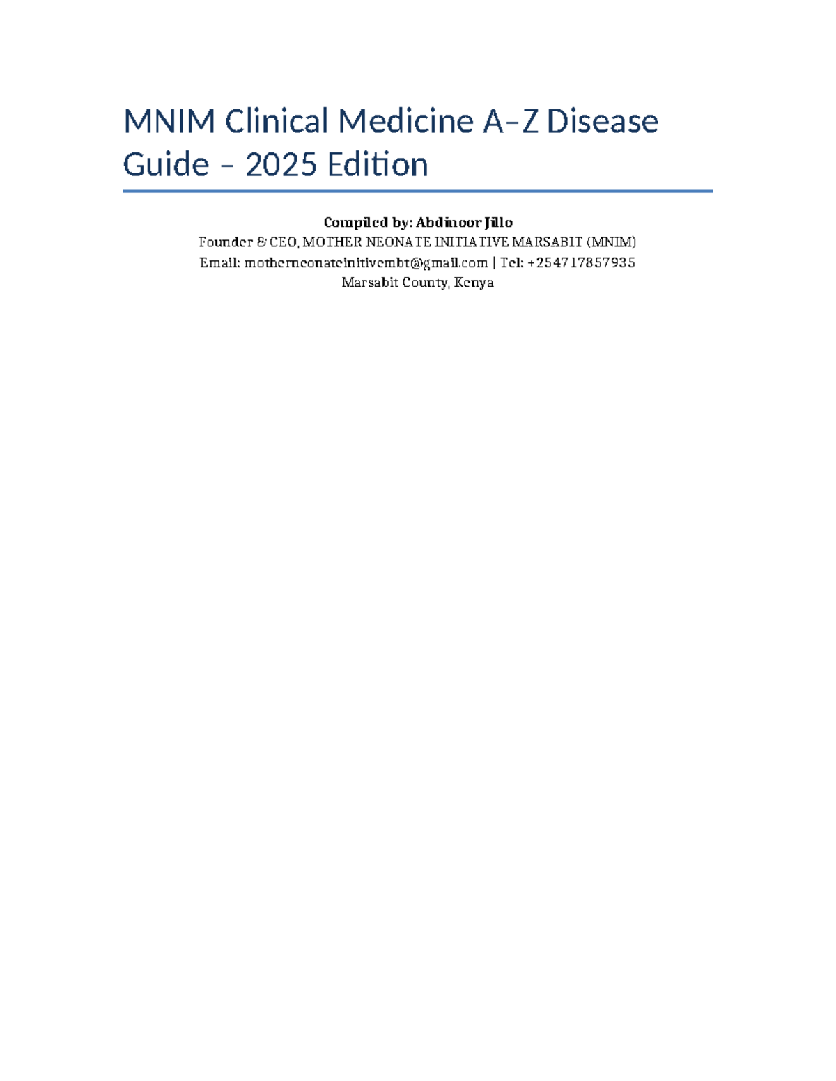 MNIM Clinical Medicine AZ Disease Guide 2025 (Partial) - Studocu