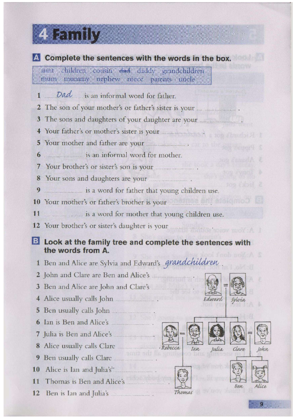 English Vocabulary in Use: Family Relationships Exercise - Studocu